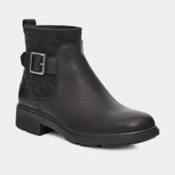 UGG | Shoes | Ugg 12775 Black Waterproof Leather Zip Up Harrison Moto ...